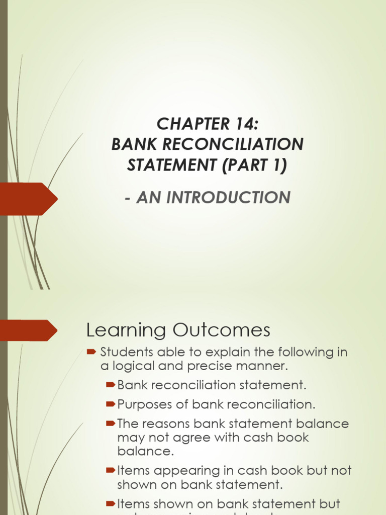 Chapter 14 (Part 1) - Bank Reconciliation - Introduction | PDF