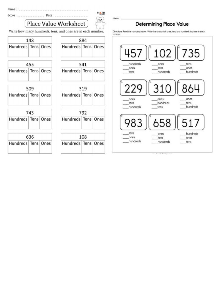 Place Value Worksheet | PDF