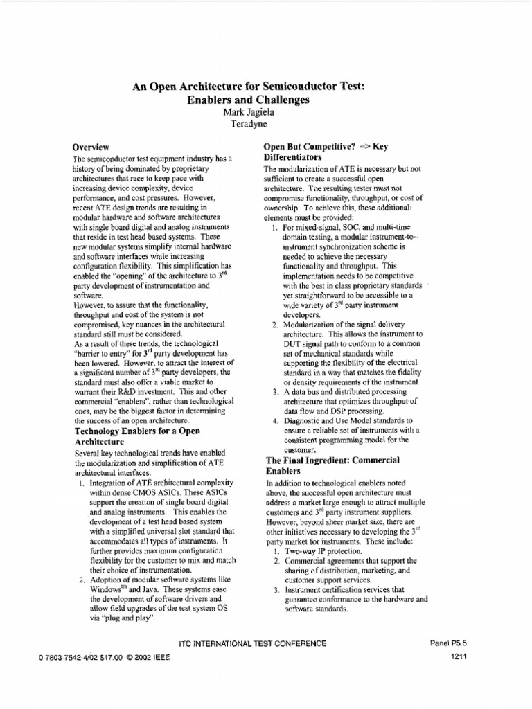 An Open Architecture For Semiconductor Test Enablers and Challen | PDF ...