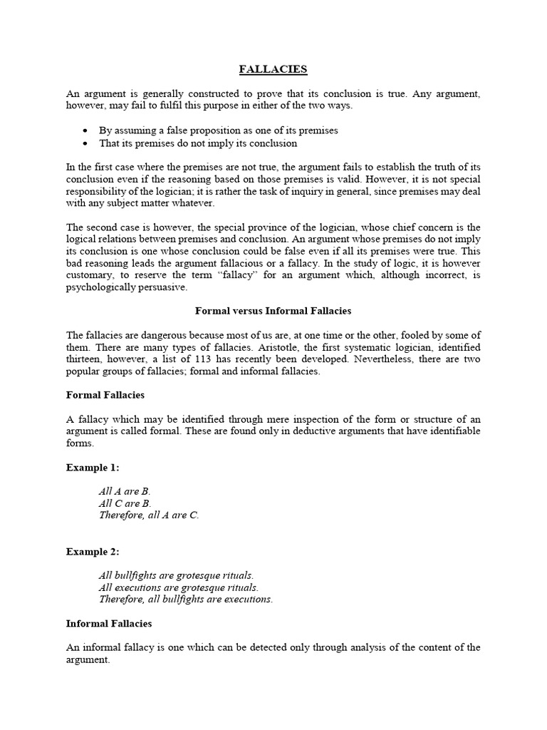 Notes3 Fallacies | PDF
