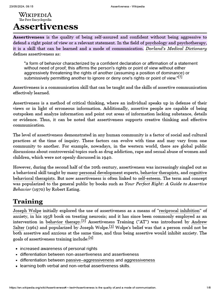 Assertiveness - Wikipedia | PDF