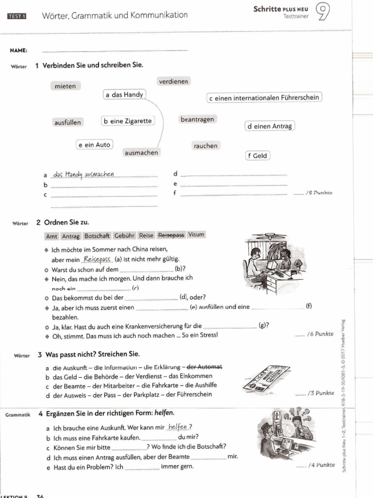 Schritte - Plus - Neu - A1 - Test 9 | PDF