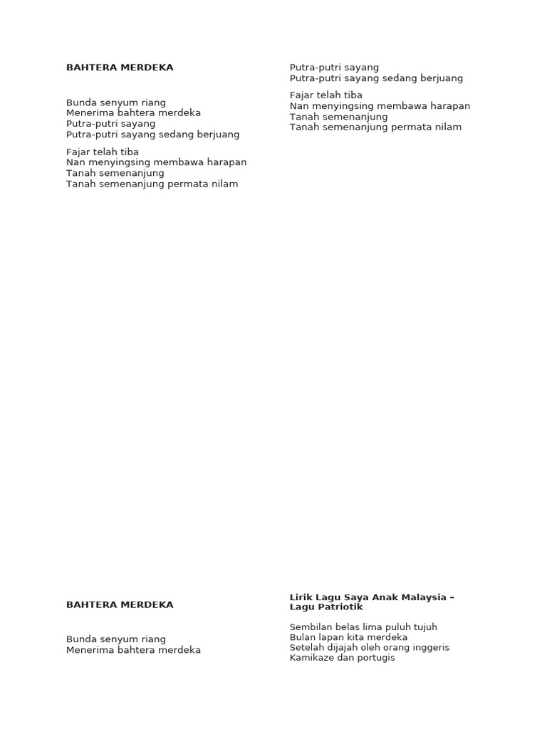 Lirik Lagu Merdeka | PDF