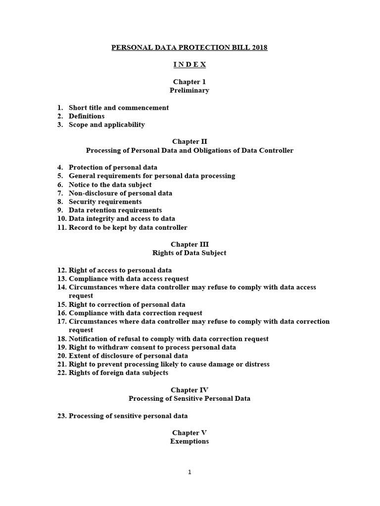 Personal Data Protection Bill Without Track Changes | PDF