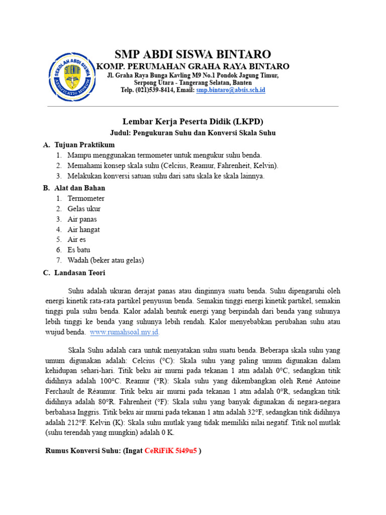 Lkpd Suhu Dan Kalor Pdf