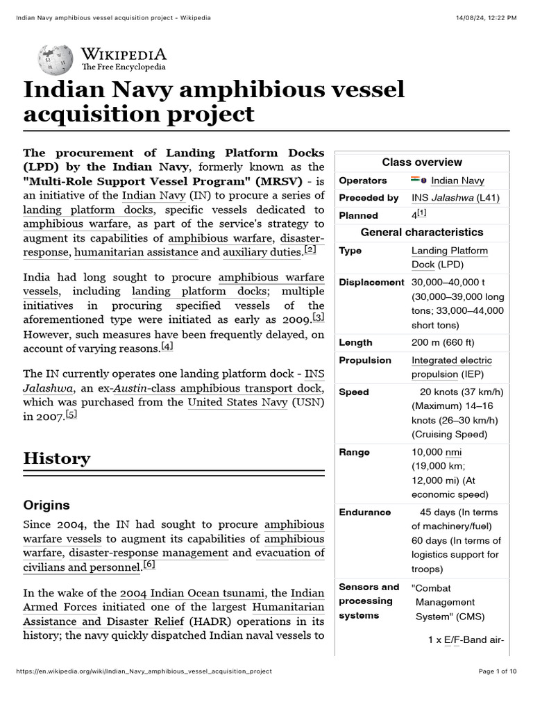 Indian Navy Amphibious Vessel Acquisition Project - Wikipedia | PDF