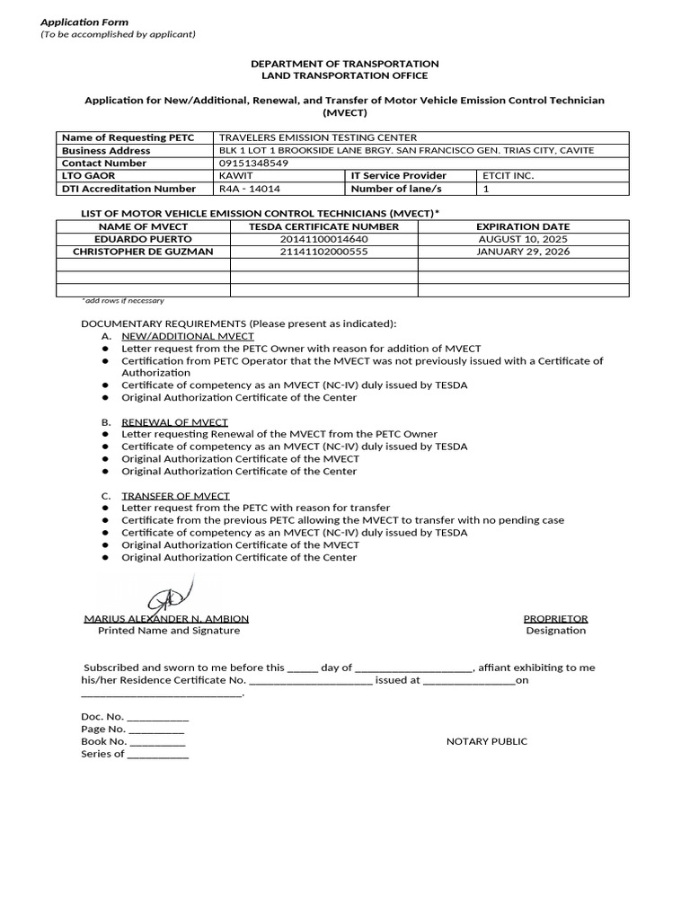 Application Form - Mvect G | PDF
