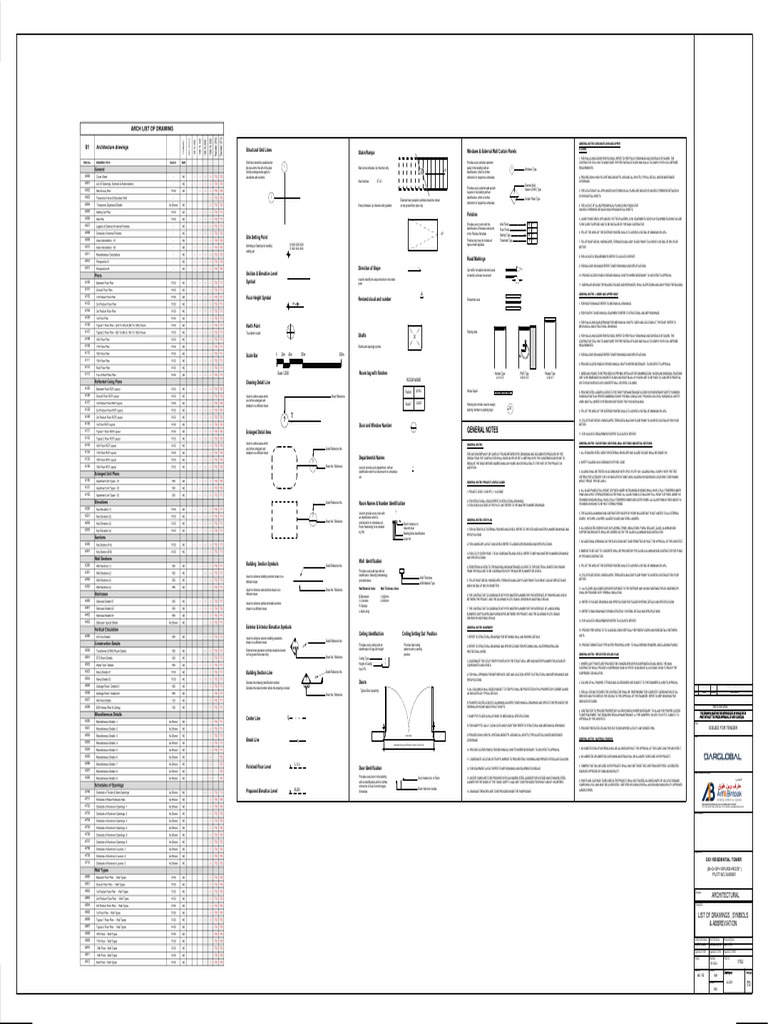 A-001-List of Drawings, Symbols & Abbreviation | PDF