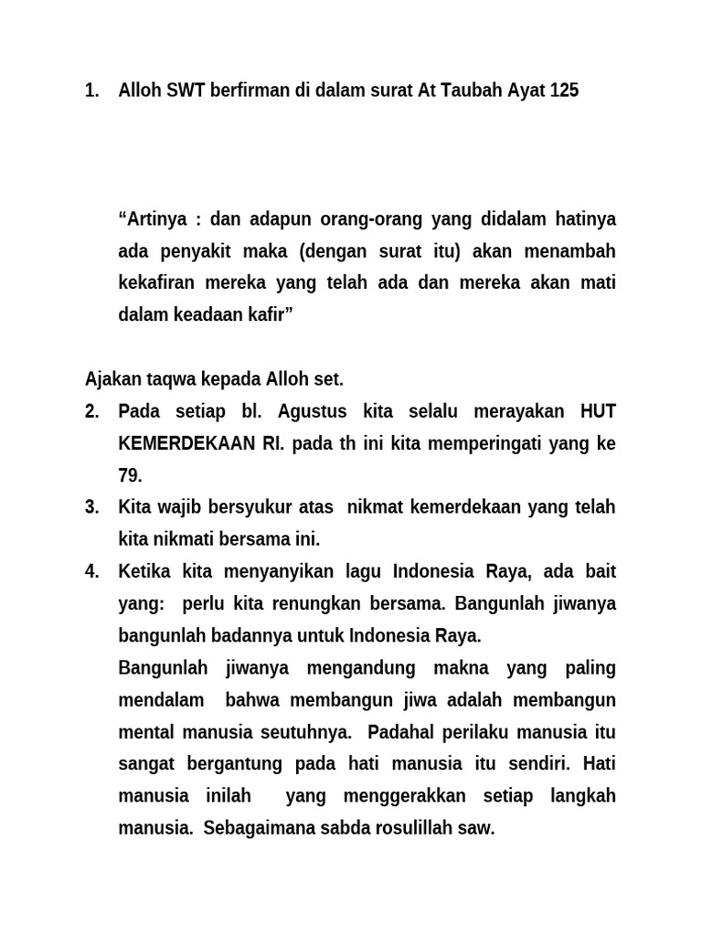 Alloh SWT Berfirman Di Dalam Surat at Taubah Ayat 125 | PDF