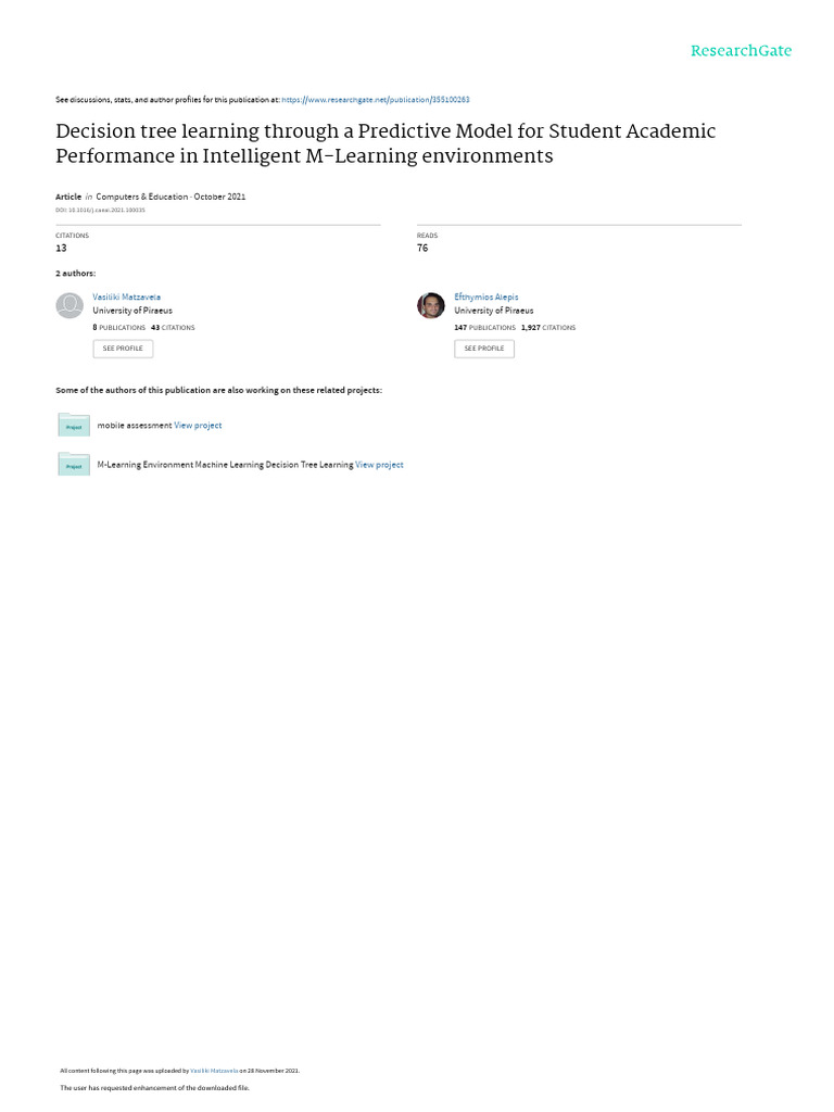 Decision Tree Learning Though A Predictive Model For Student Academic ...