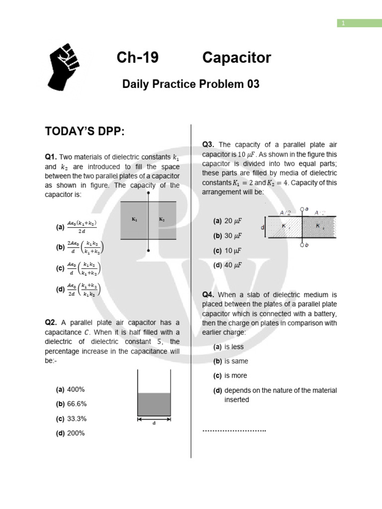 Capacitor DPP 03 | PDF | Capacitor | Capacitance Capacitor DPP 03 | PDF | Capacitor | Capacitance