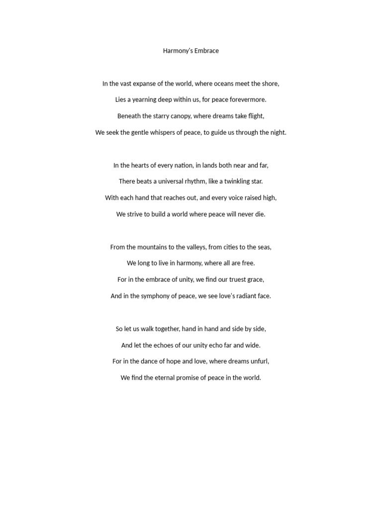 READING A POEM Harmony Embrace | PDF
