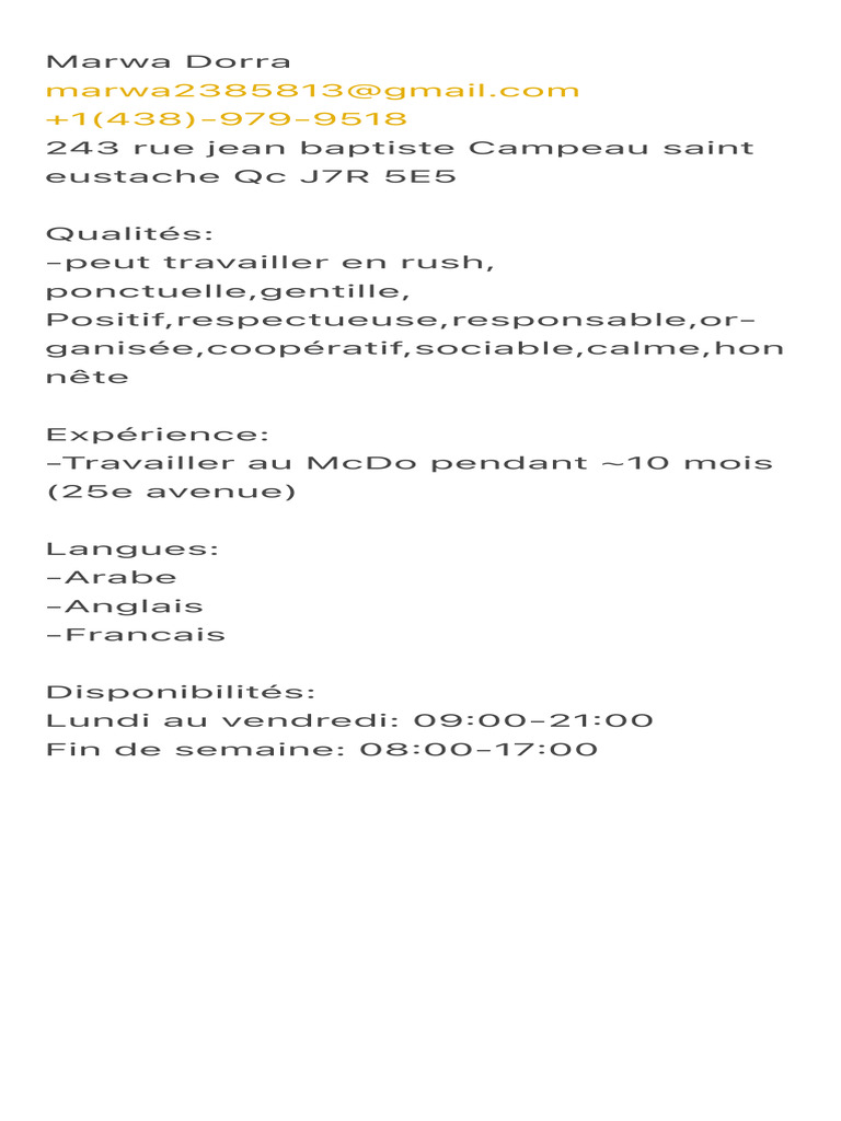 Marwa Dorra CV | PDF