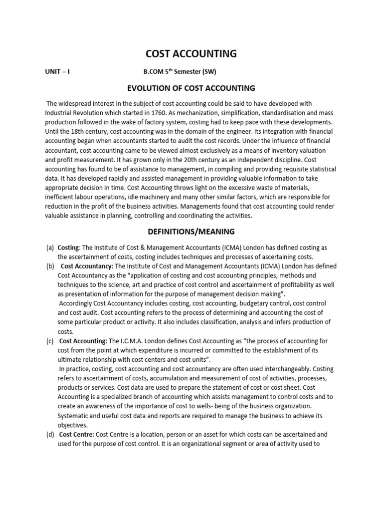 Cost Accounting | PDF