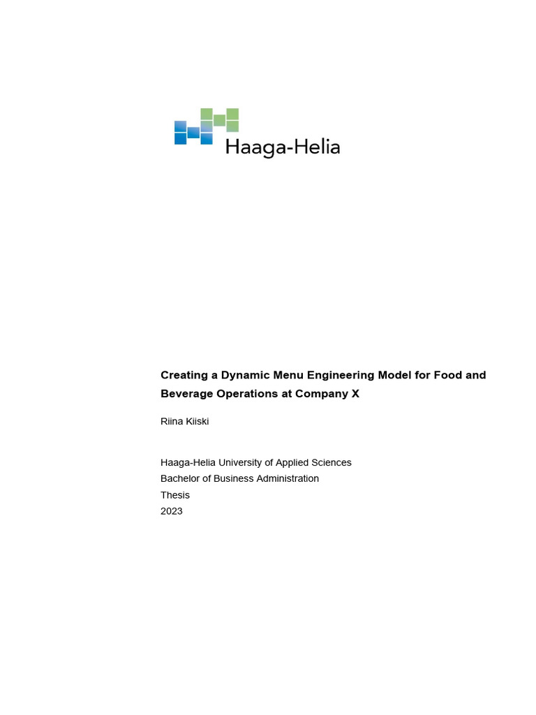 Menue Engineering | PDF