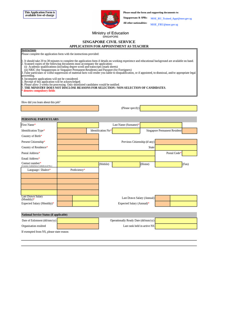 Trained Teacher Application Form | PDF