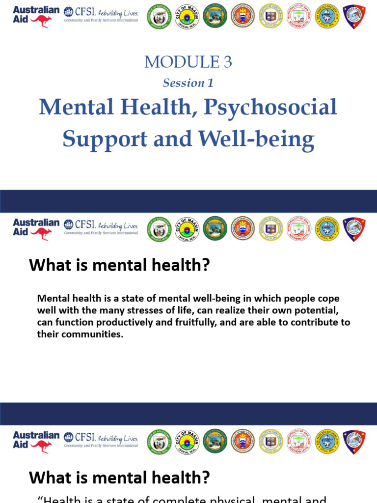 MHPSS Training - Module 3 Session 1 MHPSS and Well Being | PDF