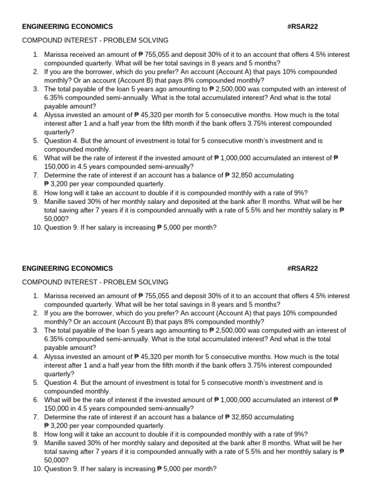 Compound Interest Problem Solving 1 | PDF