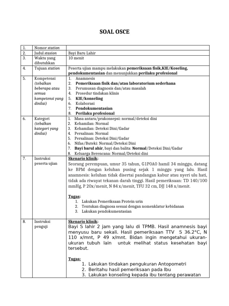 Soal Station BBL Sarah Lgkap | PDF