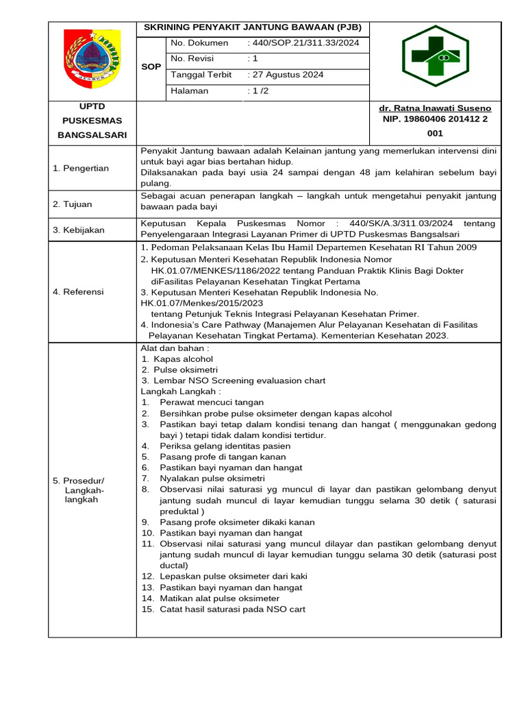 SOP SKRINING PJB | PDF