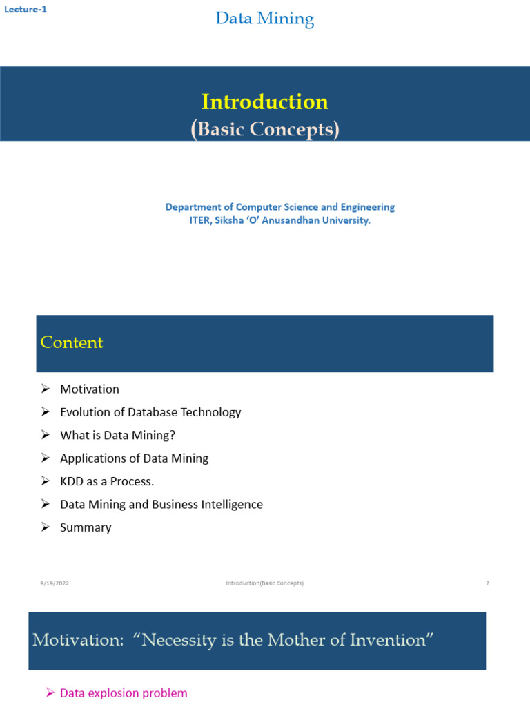 Data Mining CSE4052 Lecture-1 | PDF