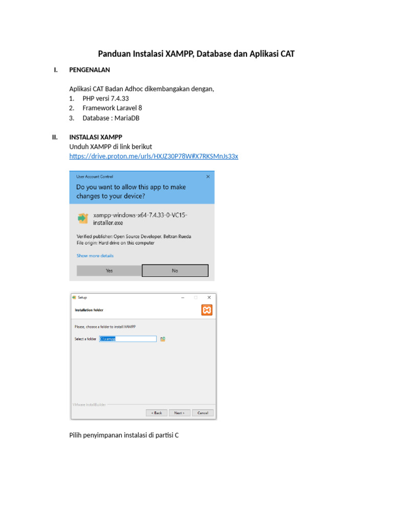 Panduan Instalasi XAMPP, Aplikasi Dan Database | PDF