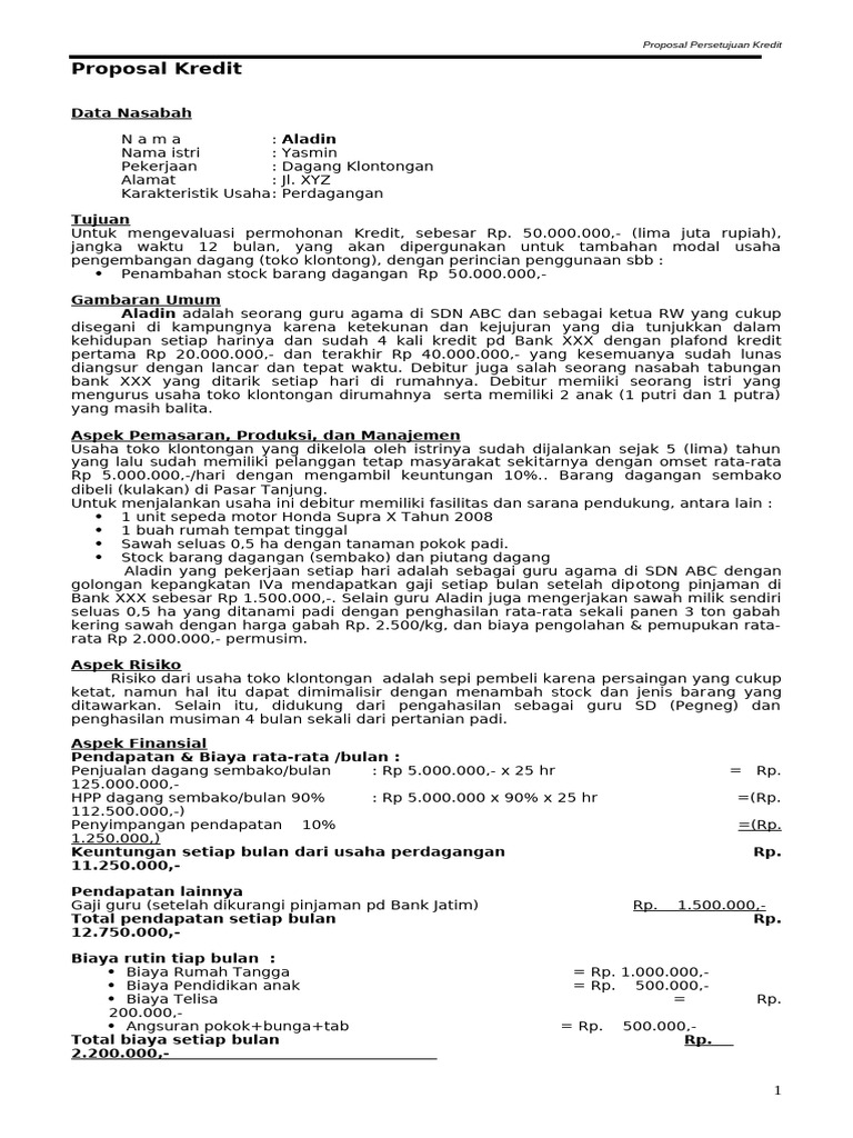 Format Proposal Kredit Bi | PDF