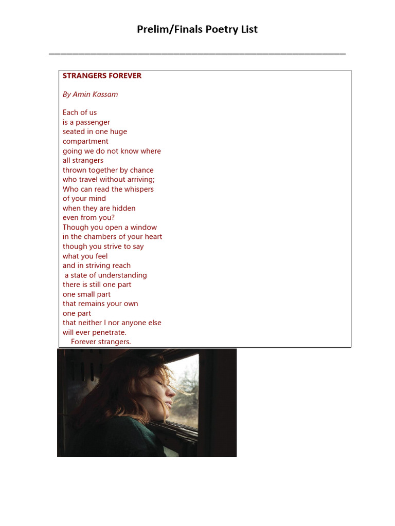 Term 3 Poetry List | PDF