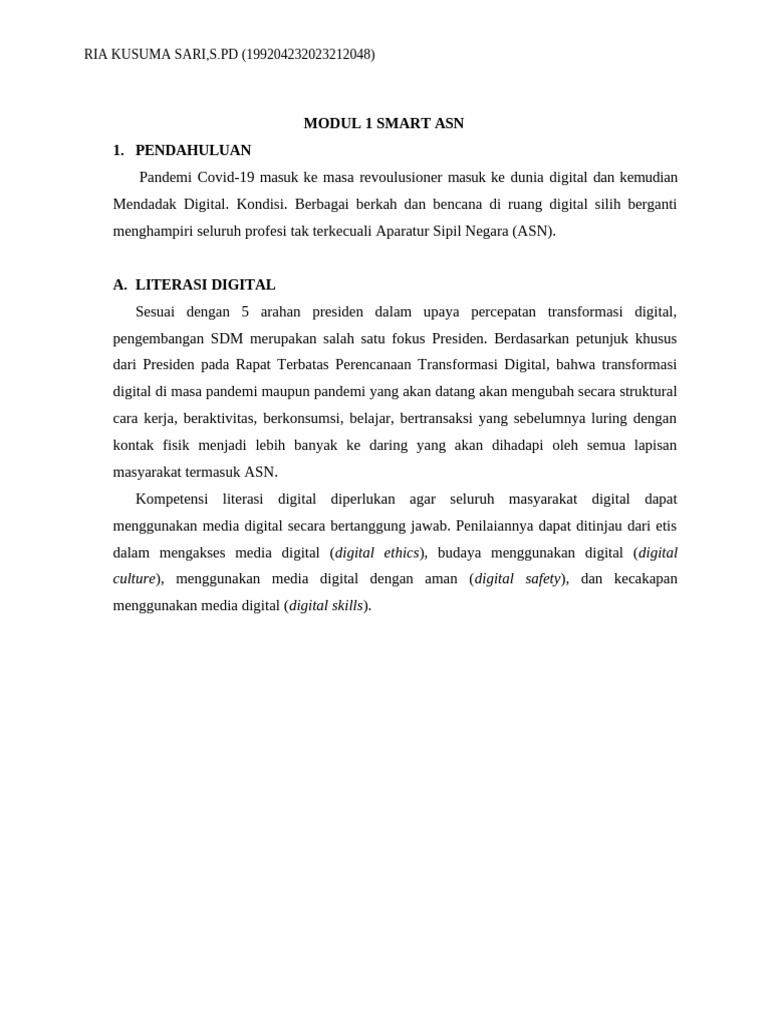 RIA KUSUMA SARI, S.Pd. - SMART ASN | PDF | Computing | Cyberspace