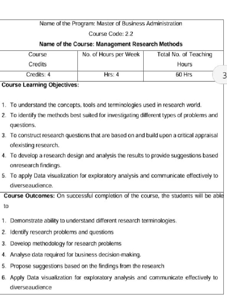 MRM Syllabus 2ND Semester Mba | PDF