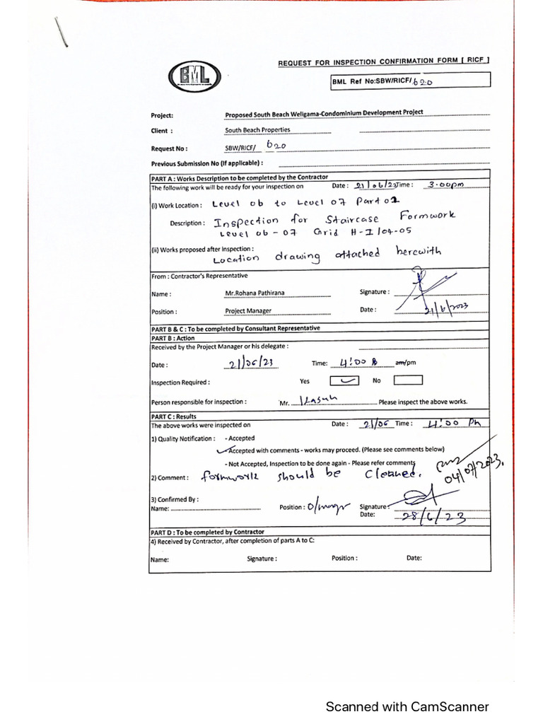 SBW-RICF-620 Inspection For Staircase Formwork Grid - H-I-04-05 - Level ...