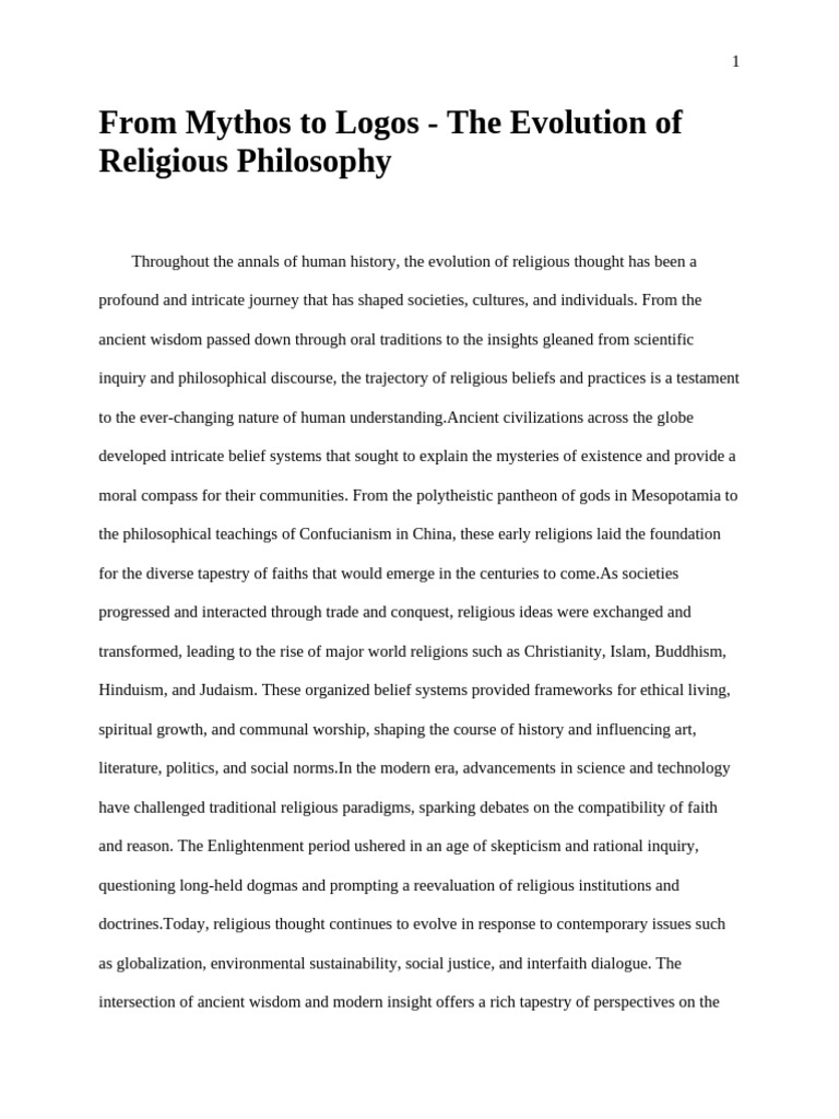 From Mythos To Logos - The Evolution of Religious Philosophy | PDF