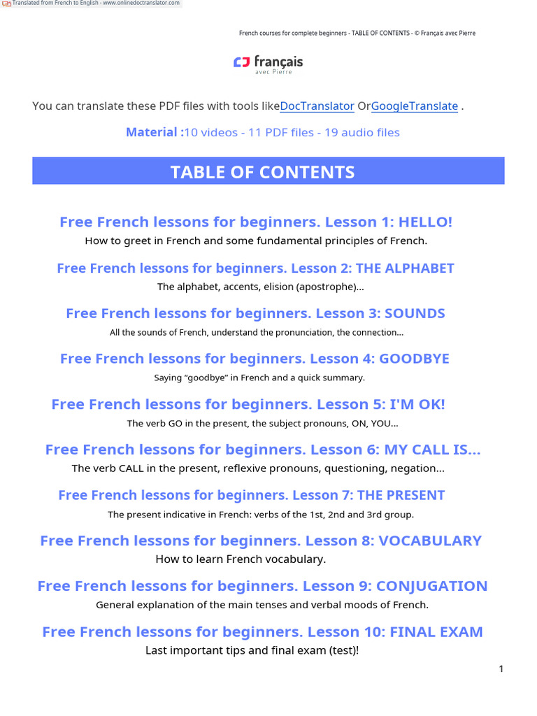 Free French Lessons For Beginners. Lesson 3: SOUNDS Free French Lessons ...