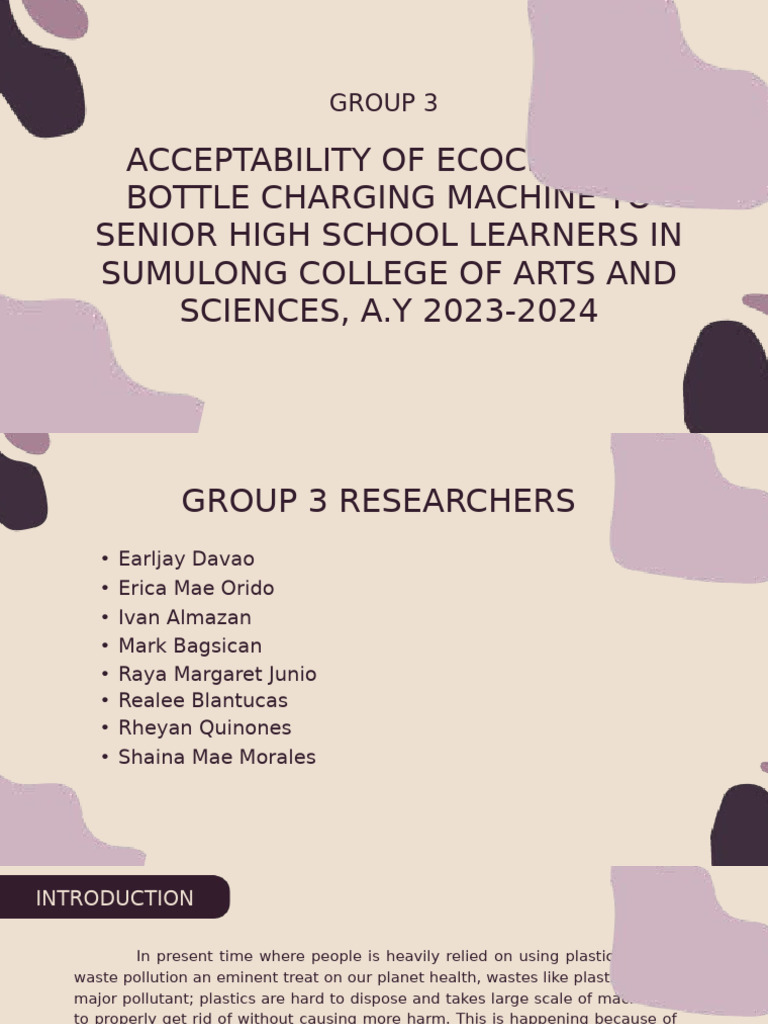 Acceptability of Ecocharge Bottle Charging Machine To Senior High ...