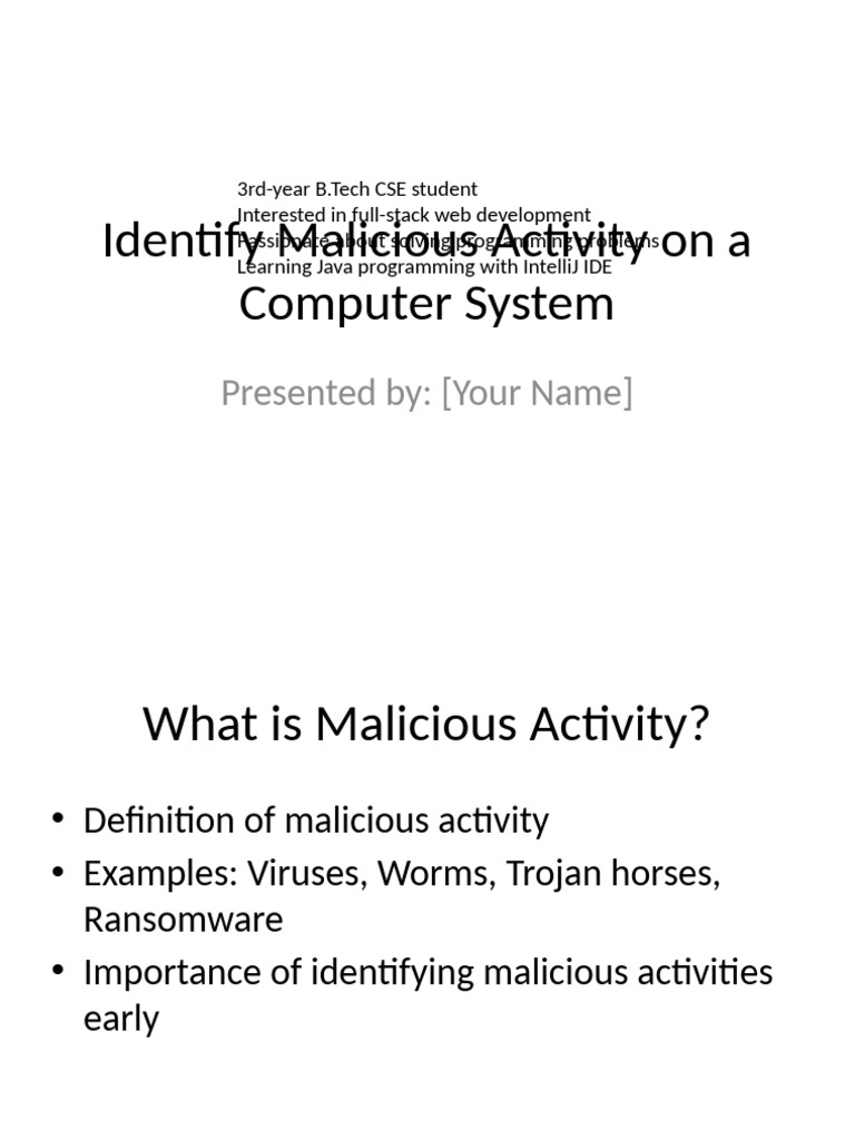 Malicious Activity Presentation | PDF