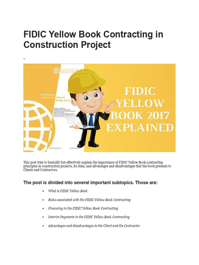 FIDIC Yellow Book Contracting in Construction Project (ARTICLE) | PDF