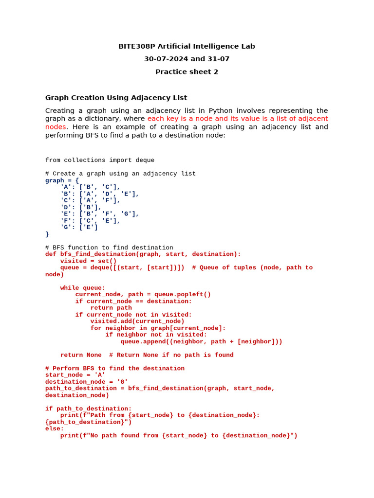 3-graph representation ,BFS and DFS-31-07-2024 | PDF