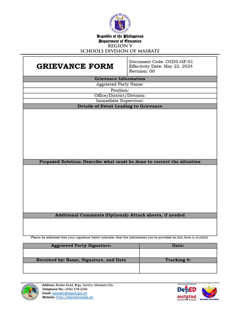 Grievance Form | PDF