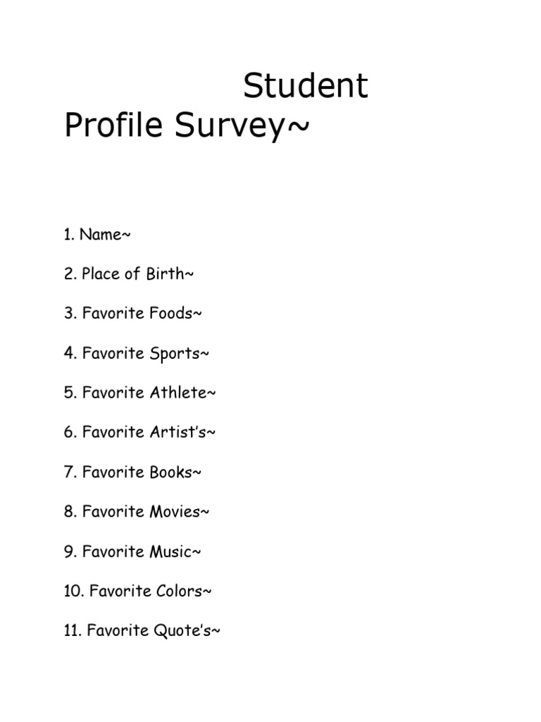 Student Profile Survey | PDF
