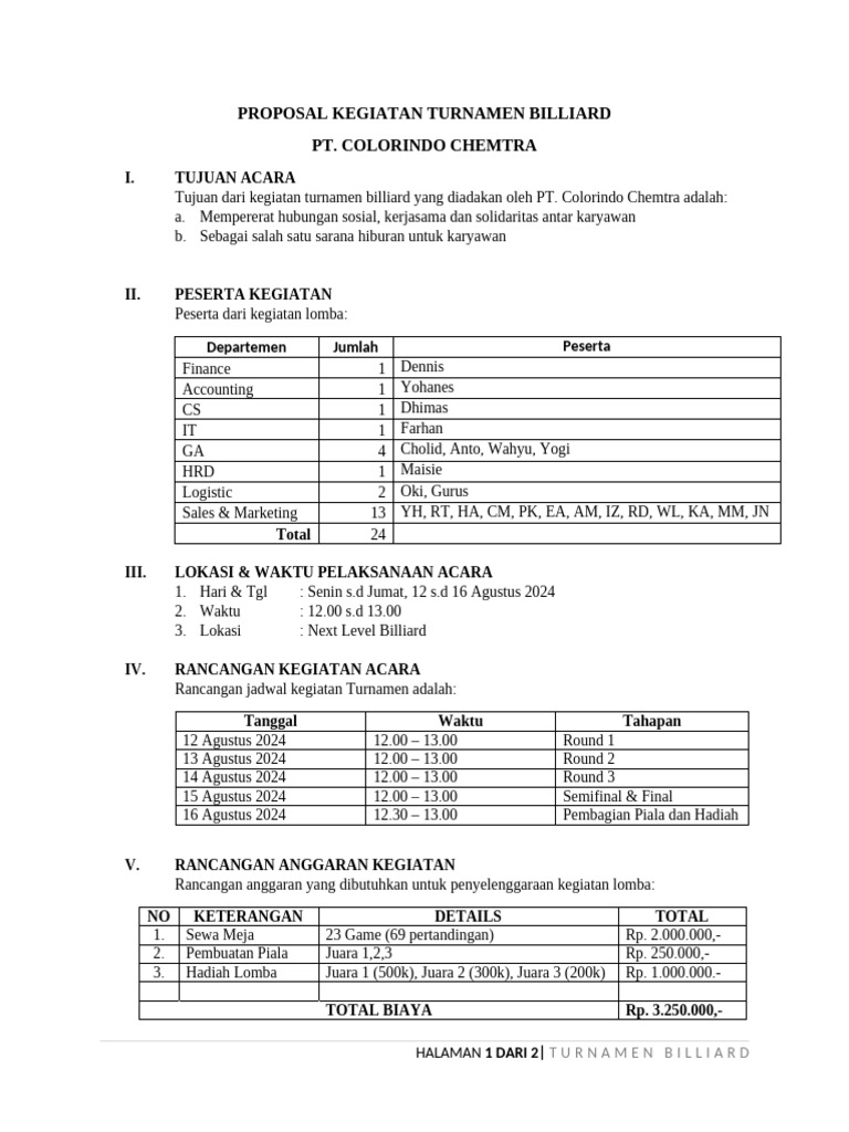 Proposal Kegiatan Lomba 17an | PDF