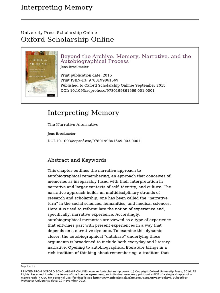 Interpreting Memory | PDF