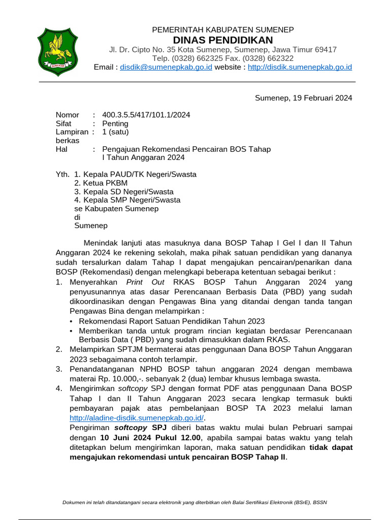 Se Penerimaan Bos 2024 | PDF