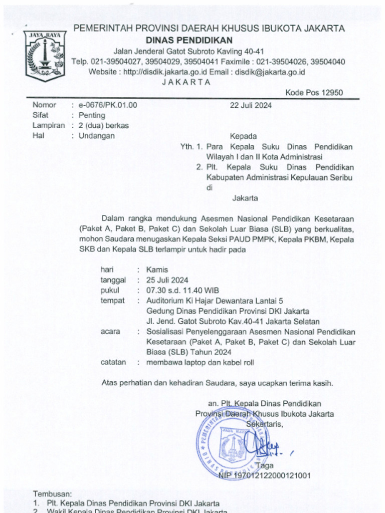 Undangan Sosialisasi AN SKB PKBM Dan SLB 2024 Fix | PDF