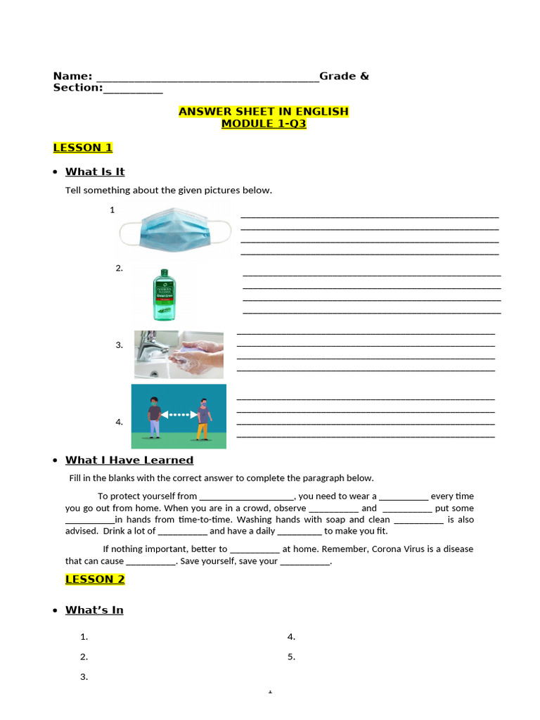 Q2 - Module 1 Answer Sheet Final | PDF