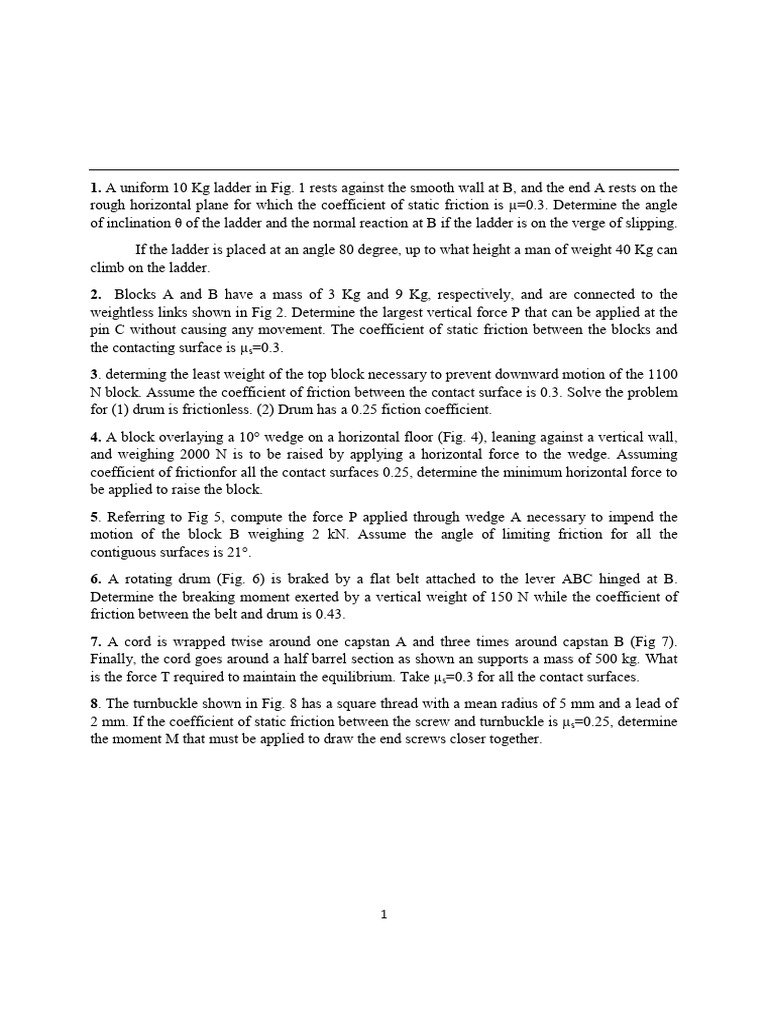 Tutorial 6 Friction | PDF