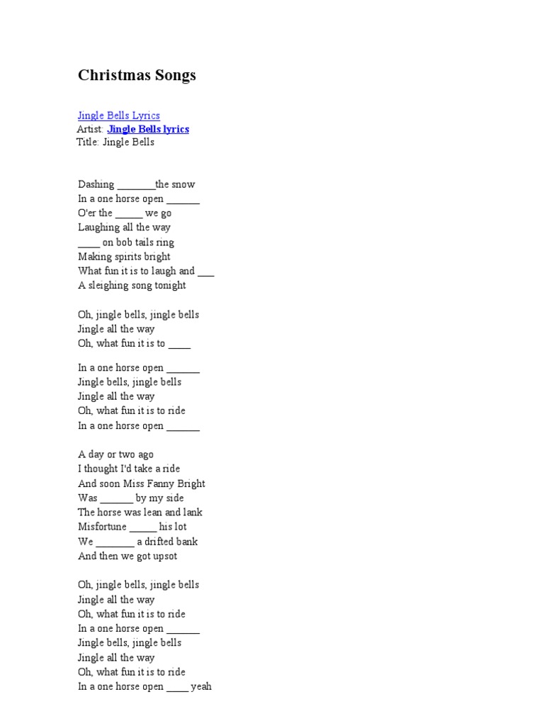 Jingle Bells Lyrics and Fun Facts | PDF | Poetry