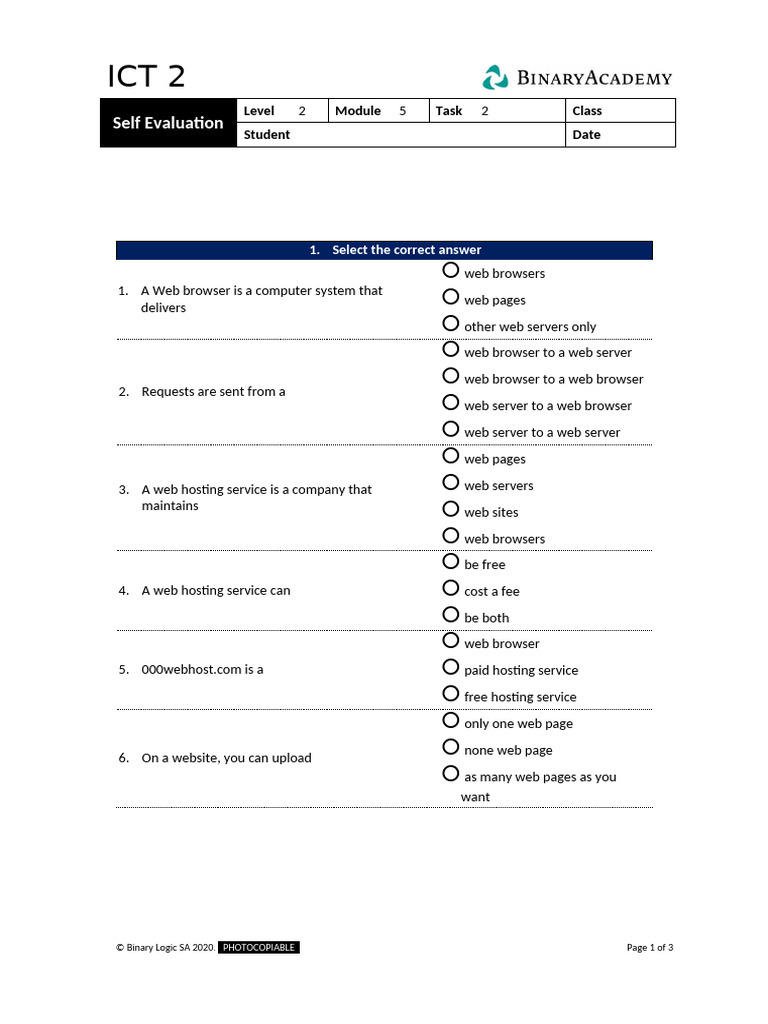 ICT.2.5.2 Evaluation Sheet | PDF