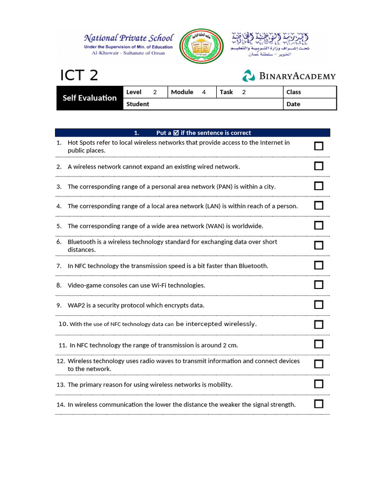 ICT.2 Evaluation Sheet | PDF