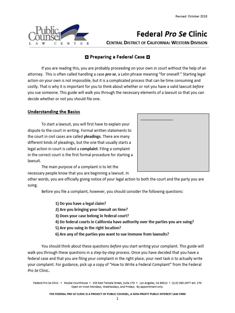 Guide How To Prepare A Federal Case | PDF