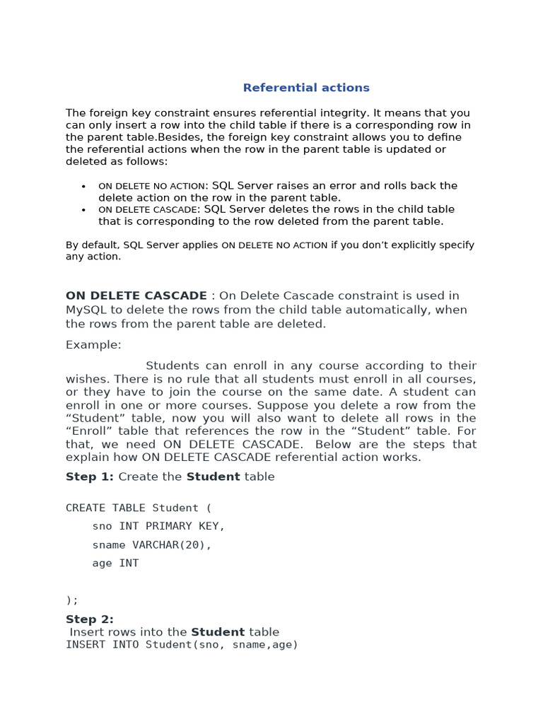 Referential Constraints | PDF